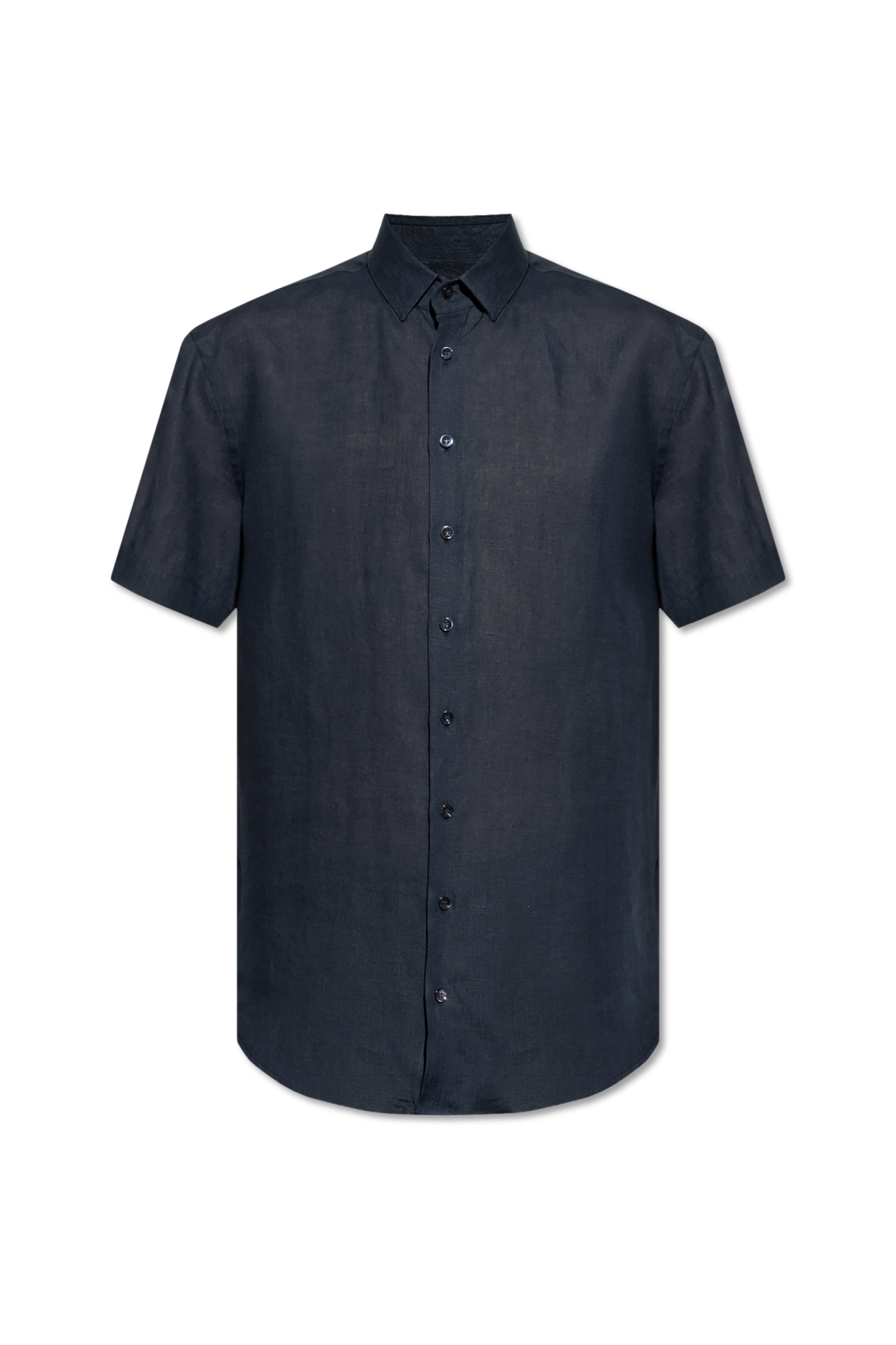 Navy blue Linen shirt with short sleeves Giorgio Armani Vitkac Italy